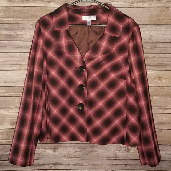 Nine West | Jackets & Coats | Nine Co Plus Sz 4 Plaid Blazer | Poshmark